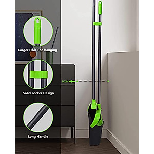 Broom and Dustpan Set, Broom and Dustpan, Broom and Dustpan Set for Home, Upgrade 52" Long Handle Broom with Stand Up Dustpan Combo Set for Office Home Kitchen Lobby Floor Use, Dust pan and Broom Set