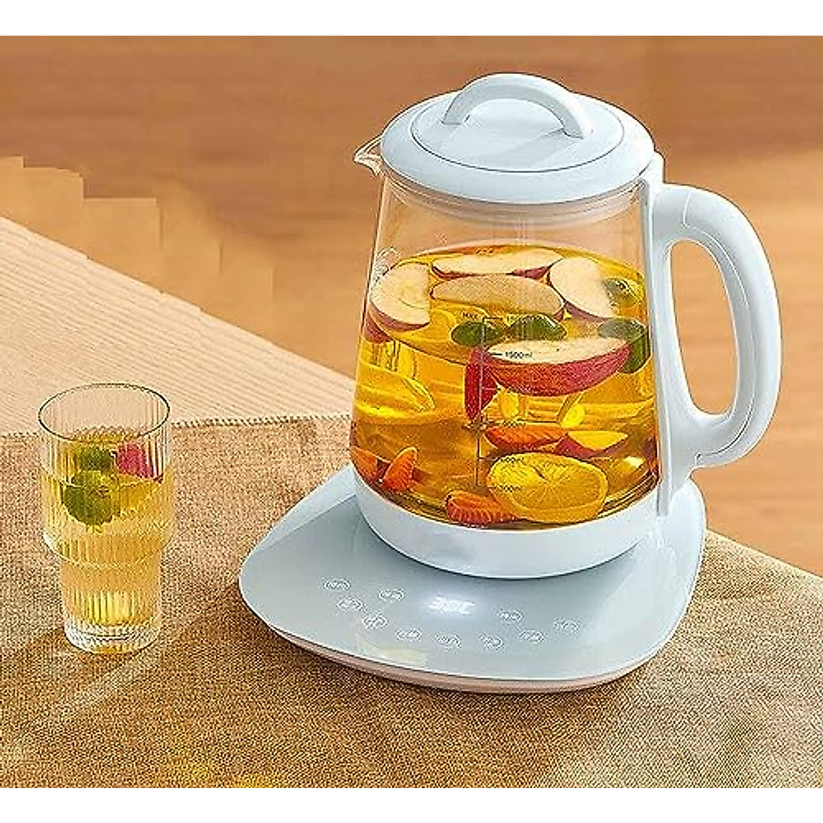 1.5L Household Electric Kettle Health Pot Automatic Thickening Glass Multi-Function Kettle Electric Boiling Teapot 12H Insulation High Borosilicate Glass A,1.5L