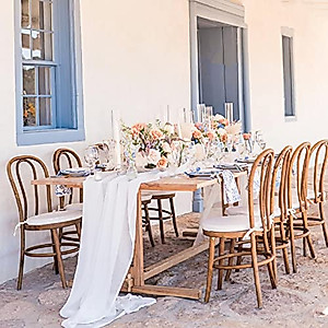 10Ft 1 Piece White Chiffon Table Runner 27x120 Inches Sheer Chiffon Fabric Bridal Party Romantic Wedding Reception Decorations