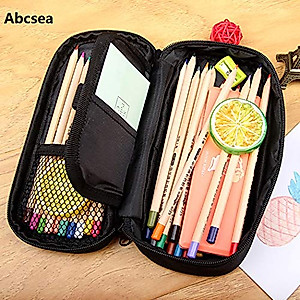 Abcsea 1 Piece Cute Panda Portable Pencil Case, Large Capacity Pencil Case, Pen Case Large, Bag Pouch with Zip for School Students and Office (Green)