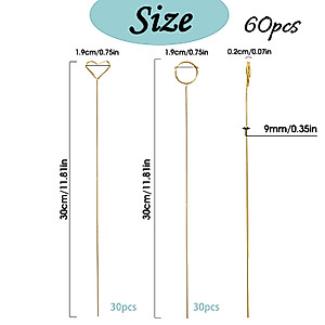 60 Pcs Metal Floral Place Card Holder Gift Card Holder Flower Pick Clips Table Number Holders, Gold Metal Card Picture Holder Pick, Floral Gift Card Holder Clips for Wedding Party Favor(Round+Heart)