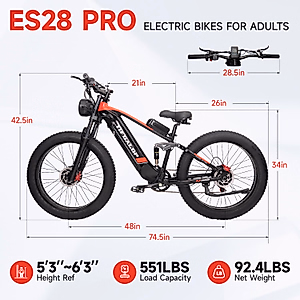 Electric Bike for Adults - 2000W Ebike with 37MPH 50Miles Range, 26'' x 4.0'' Off-Road Fat Tires Bicycle,52V 22Ah Removable Battery Electric