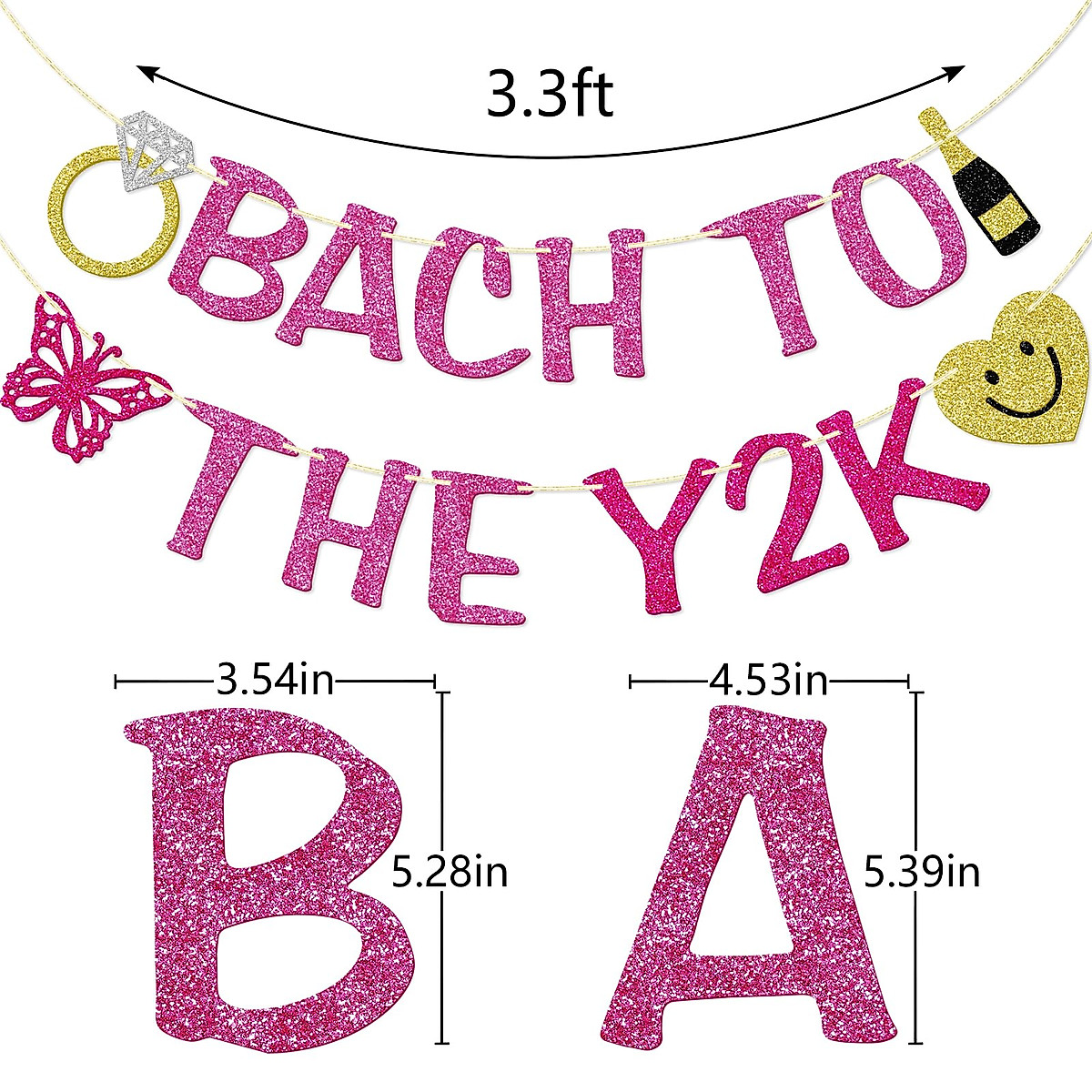 Bach to the Y2K Banner, 2000s Bachelorette Party Banner, Back to the 00s Party Decorations, Miss to Mrs, Retro Y2K Bridal Shower Banner, Throwback Early 2000s Party Decorations, Hot Pink Glitter