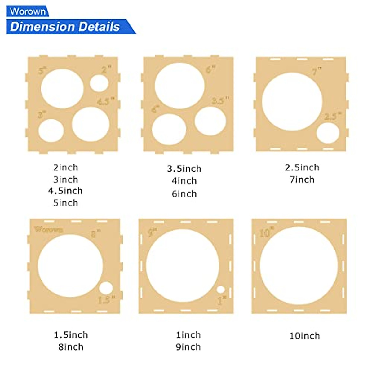 Worown 14 Holes Collapsible Wood Balloon Sizer Box, 1-10 Inch Balloon Sizer Cube, Balloon Size Measurement Tools for Balloon Arches, Balloon Columns, Balloon Decorations