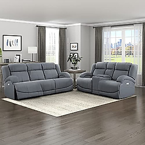 Lexicon Landwood Power Double Reclining Loveseat, Graphite Blue