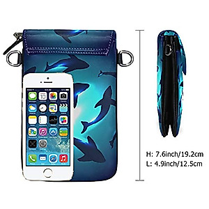 MAPOLO Underwater Sharks Small Crossbody Bag Cell Phone Purse Wallet for Women Girls
