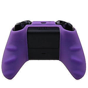 YoRHa Silicone Cover Skin Case for Microsoft Xbox One X & Xbox One S Controller x 1(Purple) with Pro Thumb Grips 8 Pieces