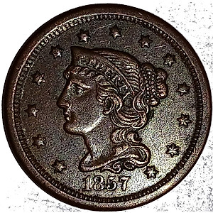 1839-1857 Braided Hair Large Cent by US Mint