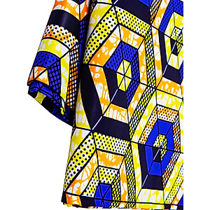 African Fabric Polyester Kente Wax Prints Fabric 3 Yards Ankara Crafts Fabric (3 Yards, A15)