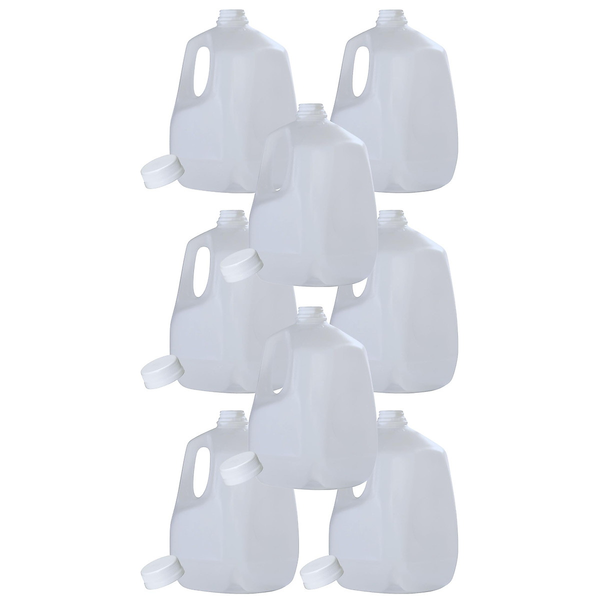 (8 PACK) 128 Oz Empty Plastic Gallon Juice Bottles with Tamper Evident WHITE Caps - Smoothie Bottles - Ideal for Juices, Milk, Smoothies, Picnic's and Even Meal Prep - Made in USA