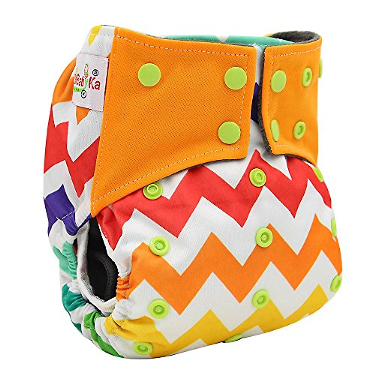 Baby Nappy Bamboo Charcoal Cloth AIO Diaper, Sewn in Insert Double Gussets