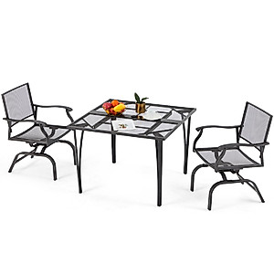 U-MAX Outdoor Patio Rocking Dining Chairs Set of 2, Outdoor Furniture Metal Frame Rocker Chair with15-Degree Rocking Function for Lawn Porch Garden Balcony (Dark Gray)