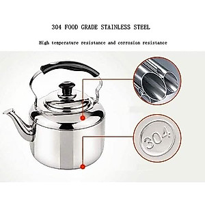 Tea Kettle, Whistling Stove top teapot Kettle Capacity 304 Stainless Steel Stovetop Kettles,Tea Pot,Anti-scalding Handle,Induction Cooktops,Gas Stove -3L
