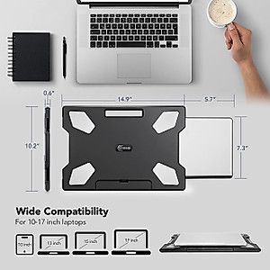 EHO Laptop Pad for Your Lap Portable Lightweight Laptop Pad with Foldable Stopper, Retractable Mouse Pad Tray for Business, Study, Sofa, Retractable Left/Right Mouse Pad