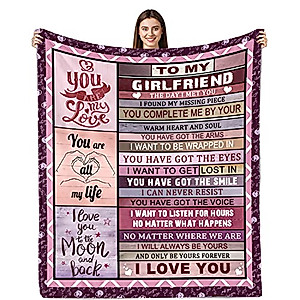 to My Girlfriend Blanket, Valentine's Day Gifts for Girlfriend, Girlfriend Birthday Gifts, Romantic Gifts for Her Girlfriend, Girlfriend Gifts, Soft Flannel Throw Blankets 50"x60"