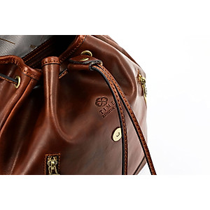 Time Resistance Leather Backpack Full Grain Real Leather Small Rucksack