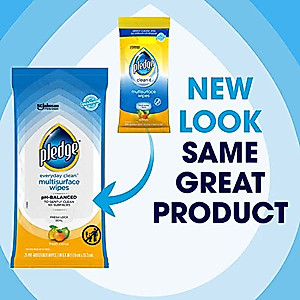 Pledge Multisurface Furniture Polish Wipes, Works on Wood, Granite, and Leather, Cleans and Protects, Fresh Citrus - Pack of 1 (25 Total Wipes)
