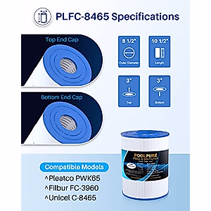 POOLPURE C-8465 Spa Filter Replaces Watkins 31114, Pleatco PWK65, Filbur FC-3960, 71827, 71828, Watkins 65 sq.ft Tiger River Spa Filter 1 Pack