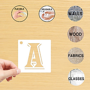 42PCS Letter Stencils 4 inch Reusable Plastic, Alphabet Craft Stencils and Number, Art Craft Stencils, Number Templates Letter Stencils for Wood, Wall, Fabric, Rock, Chalkboard, Signage