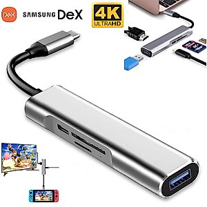 USB C Hubs Dock Transparent Adapter for Apple iPad Pro 2018, Type C Hub Dock with HDMI 4K 3 USB SD/TF Card Reader and PD Charging Ports,Compatible with Samsung DeX Galaxy/Nintendo Switch/MacBook