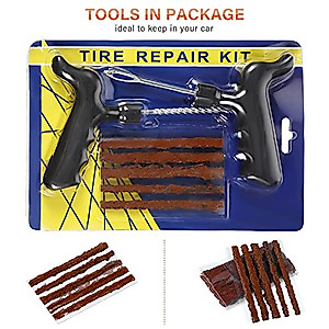 Frienda 32 Pieces Flat Tire Repair Kit Tire Plug Kit with Tire Repair Strings Car Rubber Strips Plug Kit for Truck, RV, SUV, ATV, Motorcycle, Car, Tractor, Trailer Flat Tire Puncture Repair