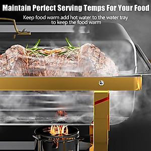 Jacgood 8 Pack 8QT Chafing Dish Buffet Set, Rectangular Stainless Steel Buffet Warmer with Thick Frame for Catering Events Parties Weddings Dinners, Gold