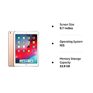 Apple iPad 9.7in 6th Generation WiFi + Cellular (32GB, Gold) (Renewed)