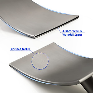 SKOWLL Wall Faucet Waterfall Faucet Modern Bathroom Vanity Sink Faucet Wall Mount Bath Mixer Set with Single Handle, Brushed Nickel