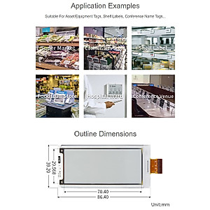 waveshare 3inch E-Paper (G) Raw Display Compatible with Raspberry Pi 4B/3B+/3B/2B/B+/A+/Zero/Zero W/WH/Zero 2W 400×168 Resolution SPI Interface Supports Jetson Nano