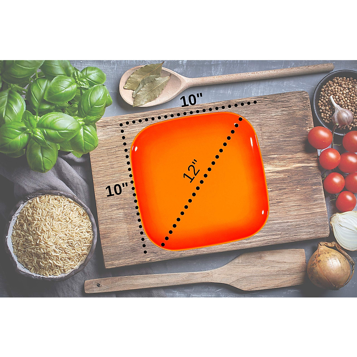 Bruntmor 10" Ceramic Appetizer Plates, Serving Platter, Set of 6, Square Multi-Color Simple Modern Ceramic Salad, Dessert Plates, Christmas Dinner Plates Set, Christmas Dinnerware