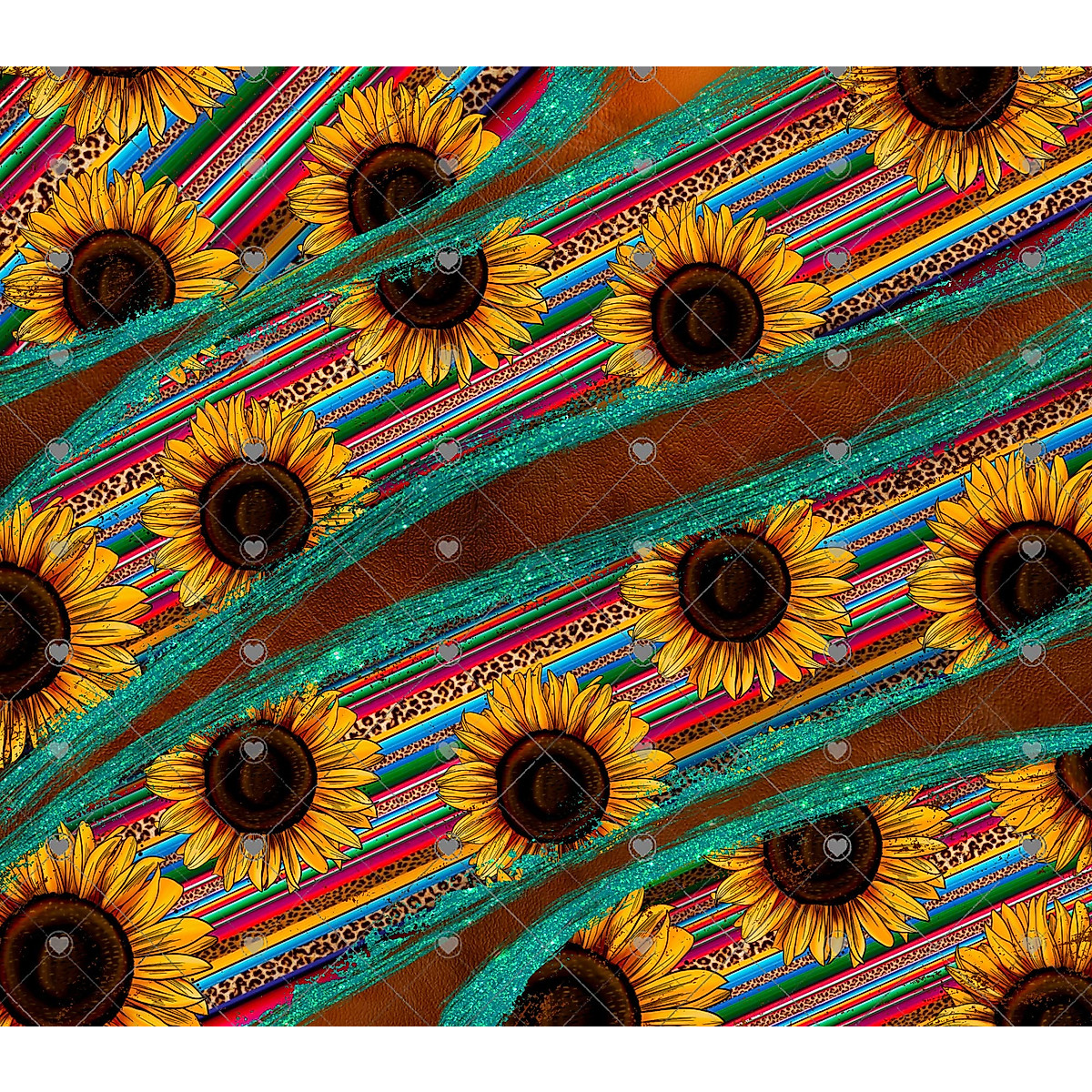 Sunflower Leopard Serape Tumbler Wrap Sublimation Transfer, Ready to Press, 20 oz Straight Tumbler, Sunflowers Transfer Tumbler Wrap