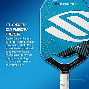 Selkirk LUXX Control Pickleball Paddle | Florek Carbon Fiber Pickleball Paddle with a Polypropylene X7 Core | The Pickle Ball Paddle Designed for Ultimate Power & Control | Invikta Blue