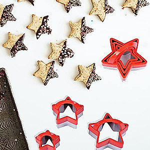 Tugaizi 3 Pack 4th of July Star Cookie Cutters Set with Handle Stainless Steel Biscuit Cutter Mini Mold for Pressing Cookie, Sandwich, Bread Independence Day