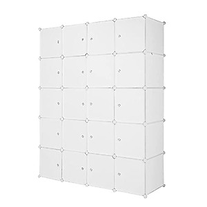 FOPEAS Maximize Space with Modular Cube Organizer - Stackable Plastic Closet Organizers with Hanging Rod Multifunctional Storage Cabinets and Shelves