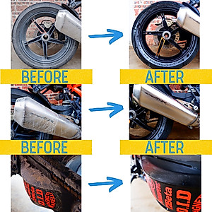 Motorcycle Cleaning Brush Kit 6 Pack, Easy Reach Brush, Chain Brush,Wool Wash Mitt, Stiff Tire Brush, Detailing Brush& Microfiber Towel for Motorcycle Mudguard, Rims,Exhaust, Frame Detailing Wash Kit