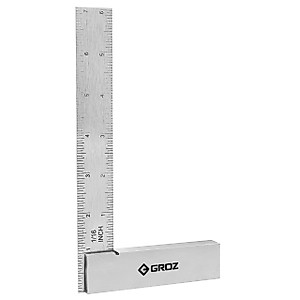 Groz 01143 6" Graduated Workshop Steel Square, 0.00028" Squareness
