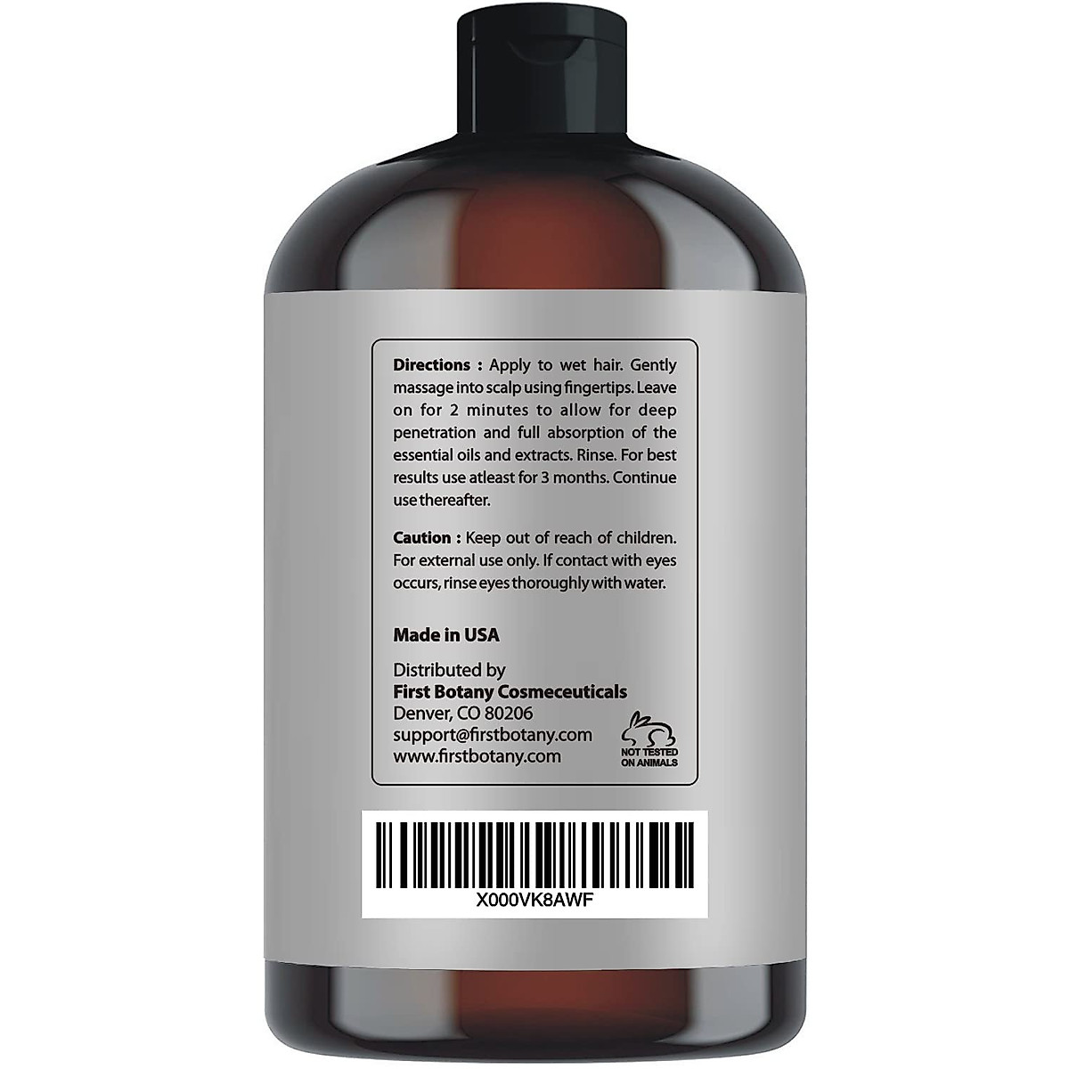 First Botany Cosmeceuticals, Hair Regrowth and Anti Hair Loss Shampoo 16 fl oz, with DHT blockers- Daily Hydrating, Detoxifying, Volumizing Shampoo For Men and Women