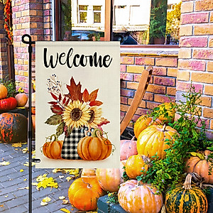 Fall Garden Flag, Fall Decorations For Home Garden Outdoor Flags Farmhouse Decor Welcome Yard Flags, Seasonal Garden Flags Thanksgiving Garden Flag Holiday Outdoor Fall Decor 12×18 Inch