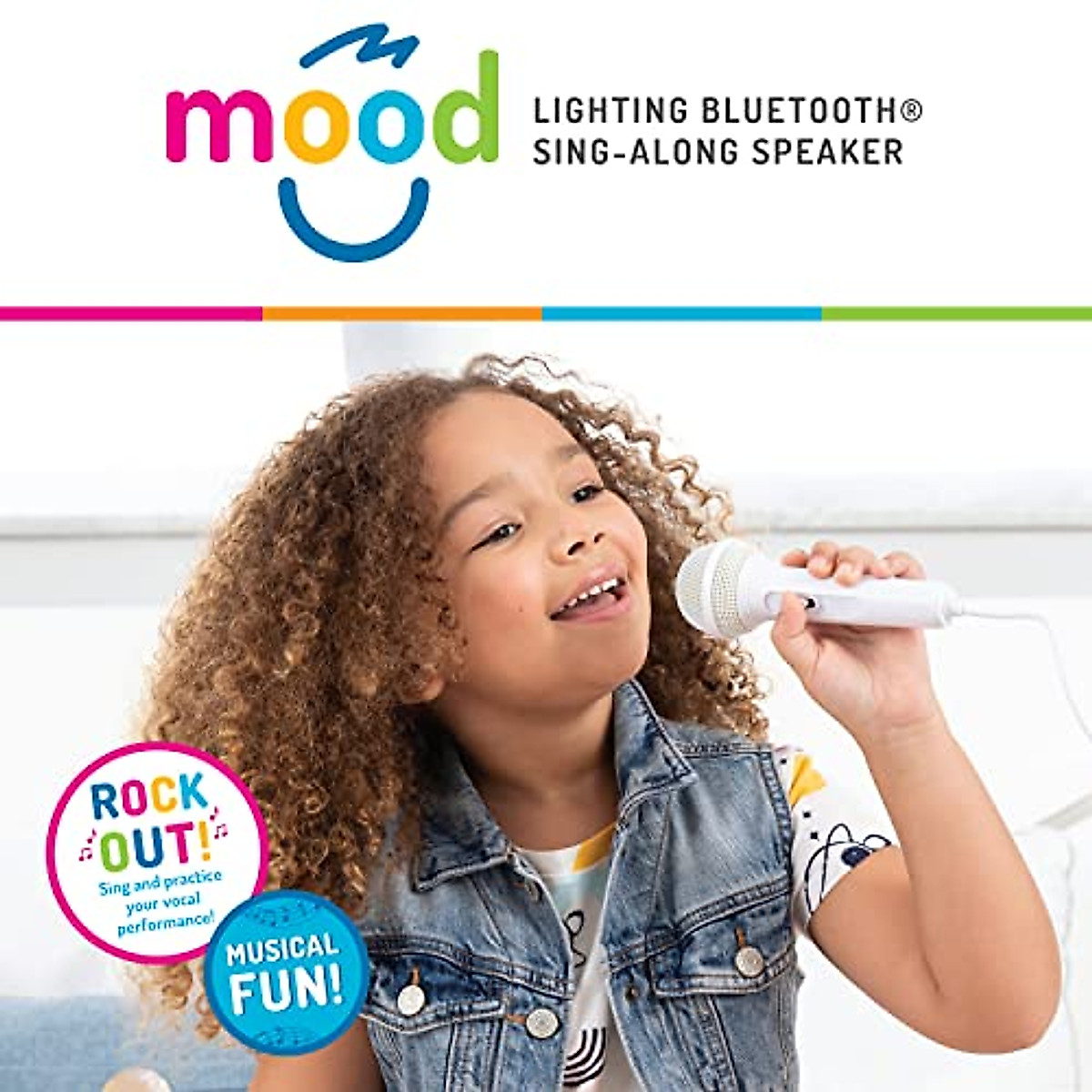 Singing Machine Kids SMK250PP Mood LED Glowing Bluetooth Sing-Along Speaker with Wired Youth Microphone Doubles as a Night Light, Pink/Purple