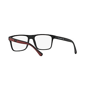 Emporio Armani Men's EA4115F Low Bridge Fit Prescription Eyewear Frames with Two Interchangeable Sun Clip-Ons Rectangular, Matte Black/Clear/Grey/Mirrored, 54 mm