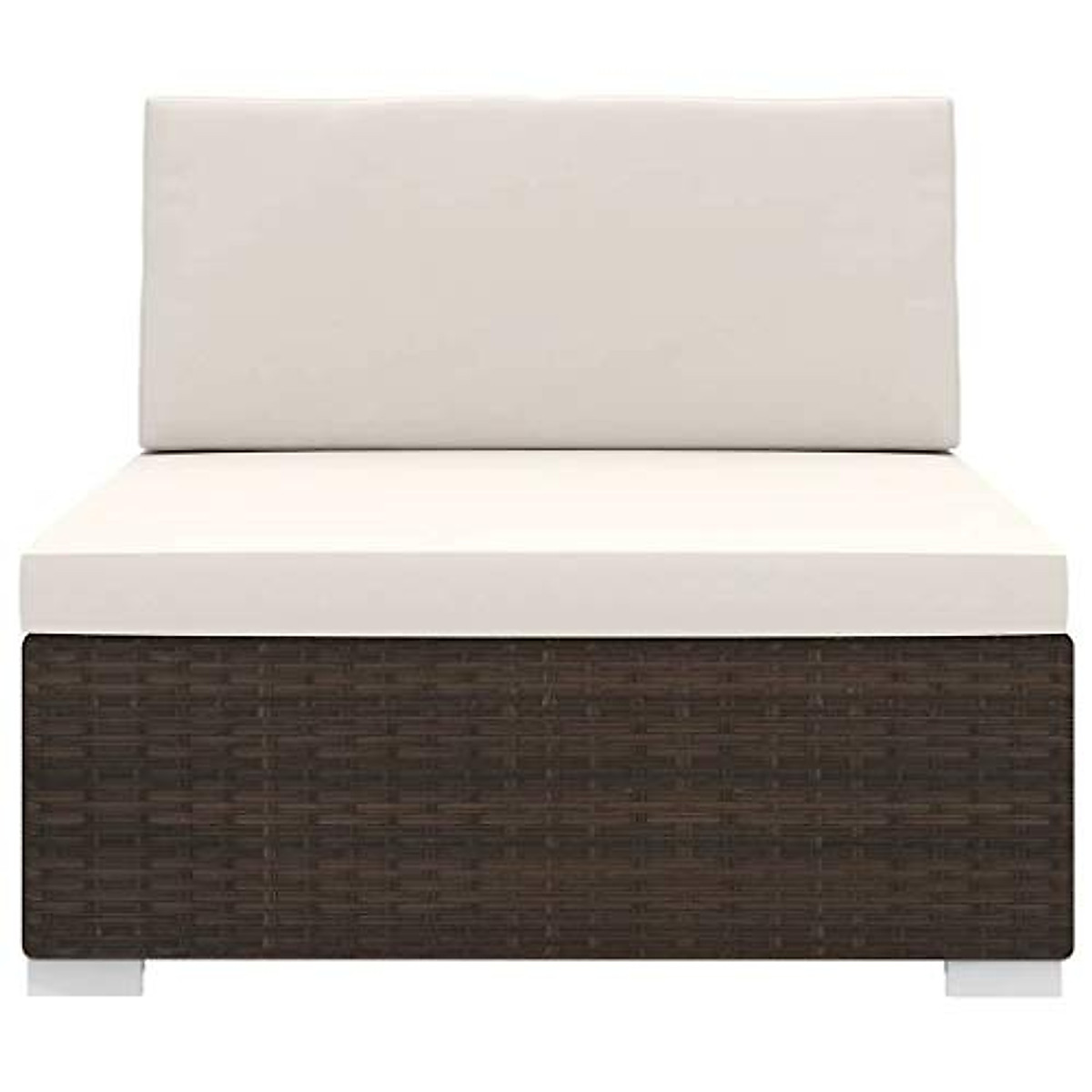 vidaXL Sectional Middle Seat with Cushions Rustic Steel Frame Outdoor Garden Patio Backyard Armless Chair Seat Poly Rattan Gray