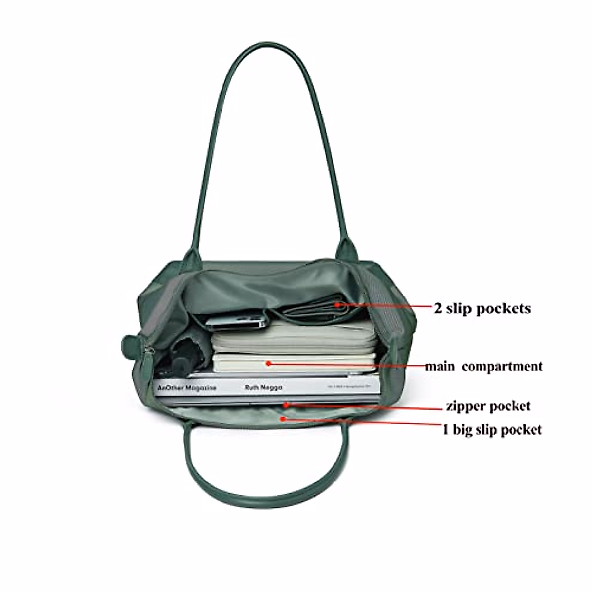 DORIS&JACKY Nylon Handbags For Women Leather Satchel Shoulder Purse Large Lightweight Work Travel Tote Bags Top Zipper (19-light green)…