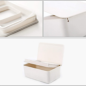 Cuayaes White Tissue Box Cover, Refillable Baby Wipes Dispenser with Sealed Lid, Modern Desktop Tissue Box Holder Napkin Organizer Container for Bathroom Car Office