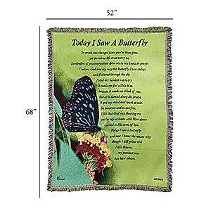 Dicksons Today I Saw A Butterfly Green 68 x 52 Inch Tapestry Throw Blanket