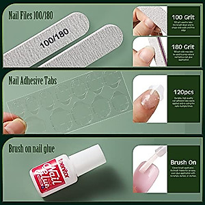 Coffin Shape Press On Nails Set, Teenitor 24 Packs 576PCS Matte Short Coffin Glue On Nails Medium Length, 12 Colors Coffin , 12 Colors Glossy Press On Coffin Nails, Reusable, Nail Adhesive Tabs, Nail Stickers Rhinestone