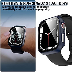 6 Pack Hard PC Case with Tempered Glass Screen Protector for Apple Watch 44mm SE(2022) Series 6/SE/5/4, Rontion Ultra-Thin Scratch Resistant Full Protective Bumper Cover for iWatch 44mm Accessories