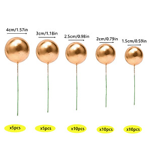 Goensjt 40 PCS Gold Cake Topper, Foam Ball DIY Cake Insert Toppers for Birthday, Baby Shower, Wedding, Anniversary, and More