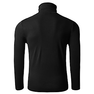 TAPULCO Long Sleeve Thermal High Neck Top for Men, Undershirts Turtleneck Pure Color Pullover Cozy Sweater Lightweight T-Shirts for Prom Black Large
