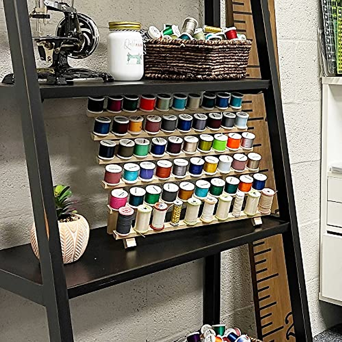 2-60 Spool Cone Wood Thread Racks (Holds120 Spools) Hardwood, Freestanding or Wall Mount | Fits Mini-King Size Cones & Most Spools | for Sewing, Embroidery, Quilting, & Specialty Thread Storage