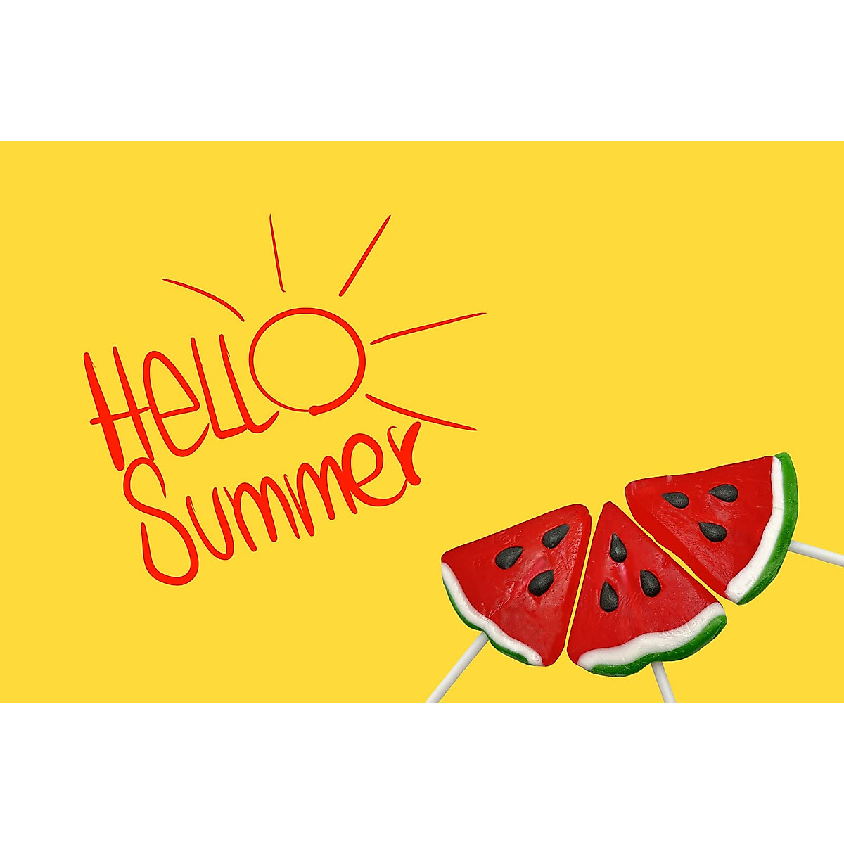 Watermelon Candy Lollipops - 12 Suckers Individually Wrapped - Summer Party Favors - Pool Party Treats - BBQ - Goodie Bags for Kids Birthday Party - Wedding Party Candy Buffet - Hand Decorated Pops